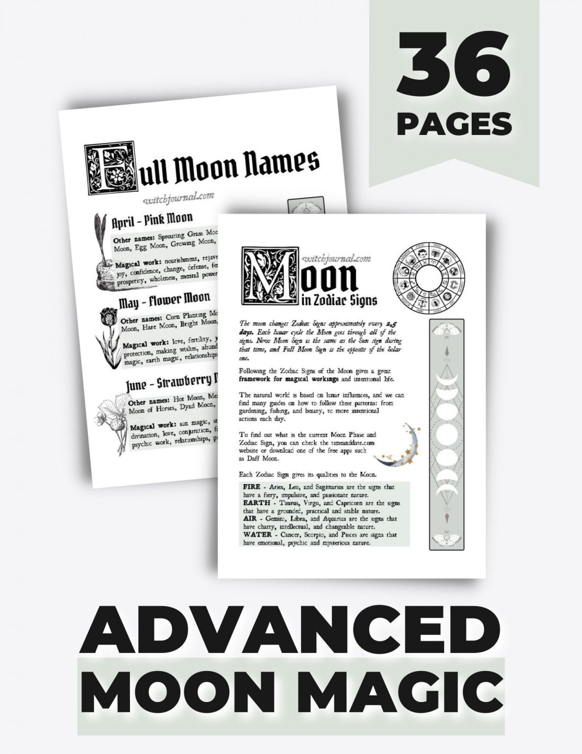 Advanced Moon Magic Book of Shadows Pages - Grimoire Pages Bundle (36 ...