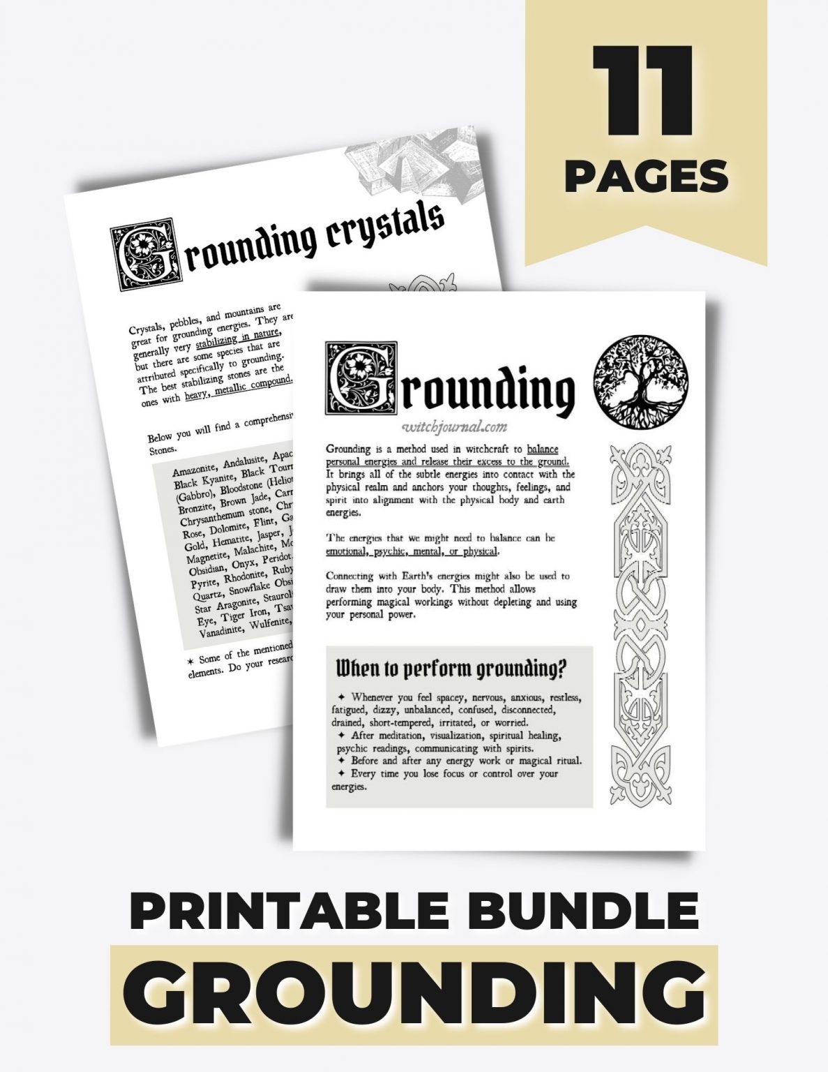 Grounding Book of Shadows Pages - Grimoire Printable Bundle (11 Pages ...